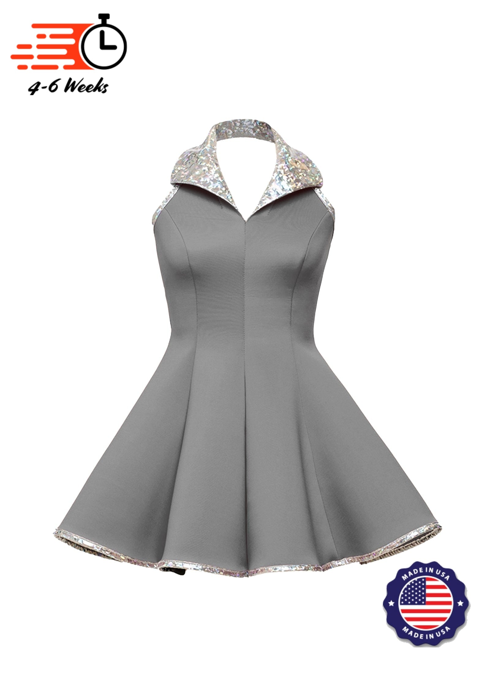 Lapel Collar Princess Panel Show Choir Dress - Neutrals and Black - Sh ...